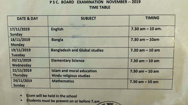 PSC Exam 2019